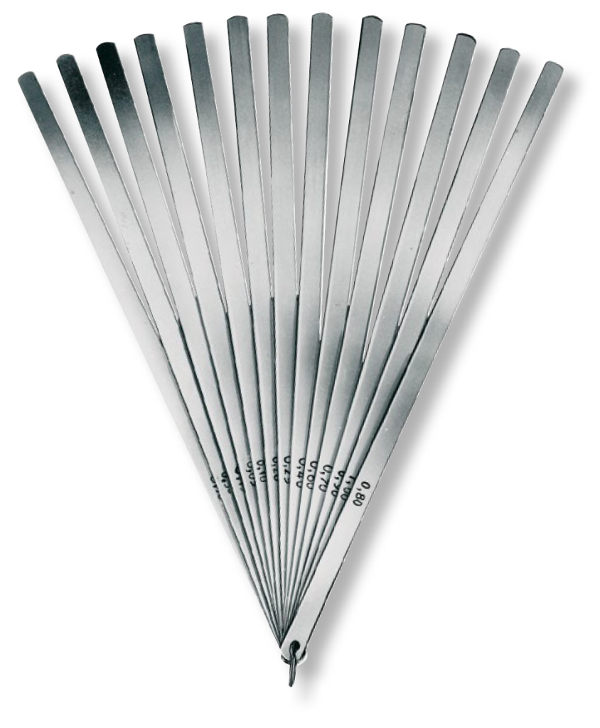 Thickness/Feeler gauge sets, on rings Spring steel leaves 0,05-1,00mm ...